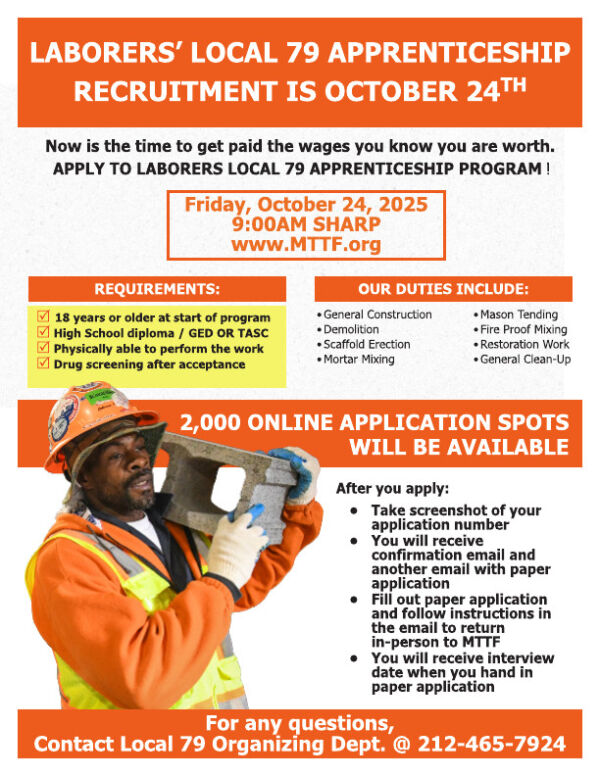 Local 79 Apprentice Recruitment - Friday, October 24, 2025 at 9:00 am ...